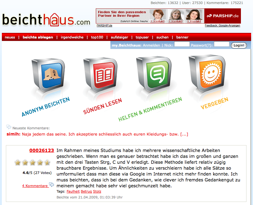 Beichten 2.0 – Online, öffentlich und mit Top 100 | arktis.de Blog